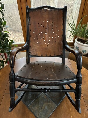 Antique Child's Wood Rocking Chair Handmade Early American Folk Art ...
