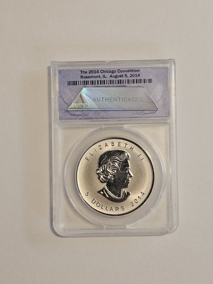2014 Canada 1 OZ Silver Maple Leaf ANACS RP70 DCAM Chicago Convention ...