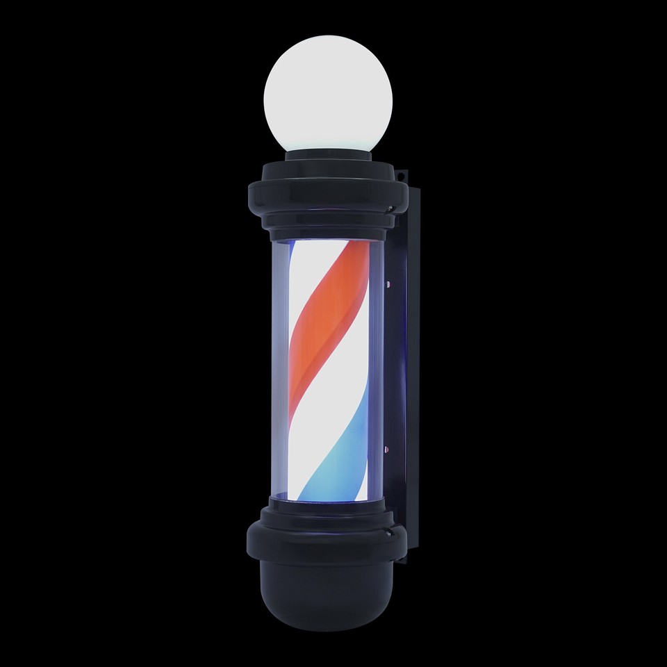 26.8inch Barber Pole Light LED Red White Blue Rotating Hair Salon Open ...