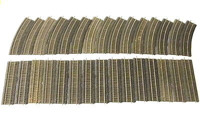 Lot (30) Pieces of Marx HO-Scale Track, on Black Roadbed (15 Curve, 15 ...