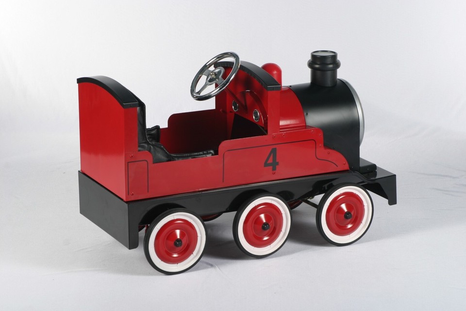 Red Classic Vintage-Style Metal Train Pedal Car - Full Size Perfect ...
