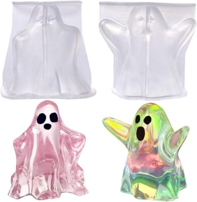 2 Styles Ghost 3D Molds, Flexible Clear Silicone Spooky Molds Cute ...