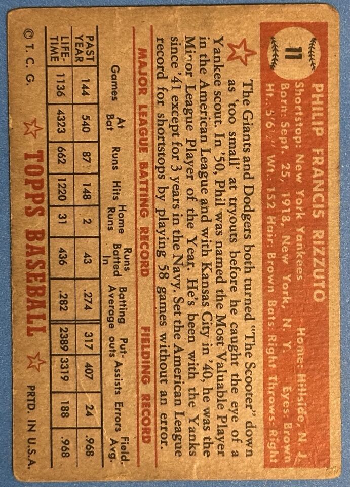 1952 Topps #11 Phil Rizzuto | eBay