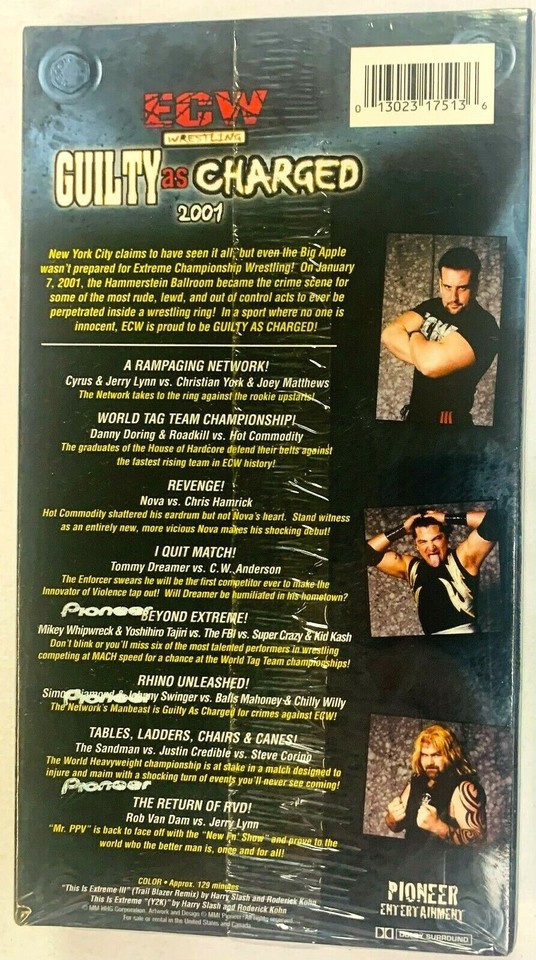 ECW - Guilty as Charged 2001 (VHS, 2002) NEW SEALED RARE OOP ...