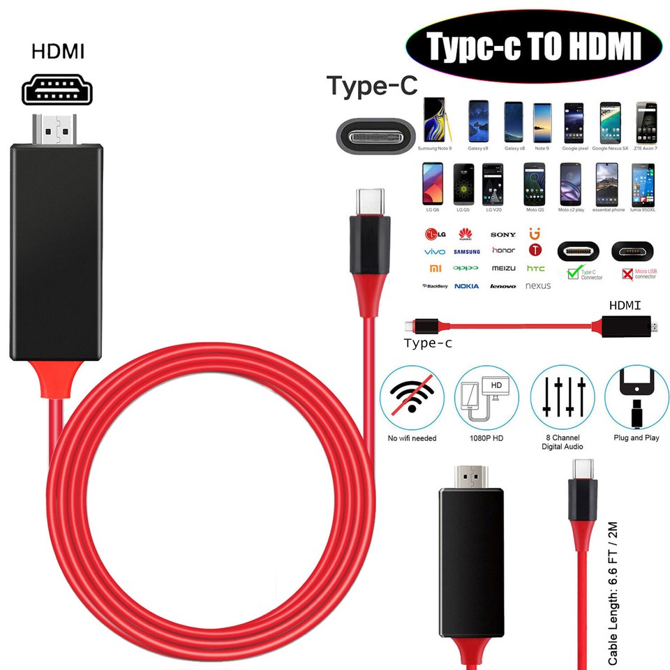 USB-C Type C to HDMI 1080P HD TV Cable Adapter For Samsung Phone iPhone ...