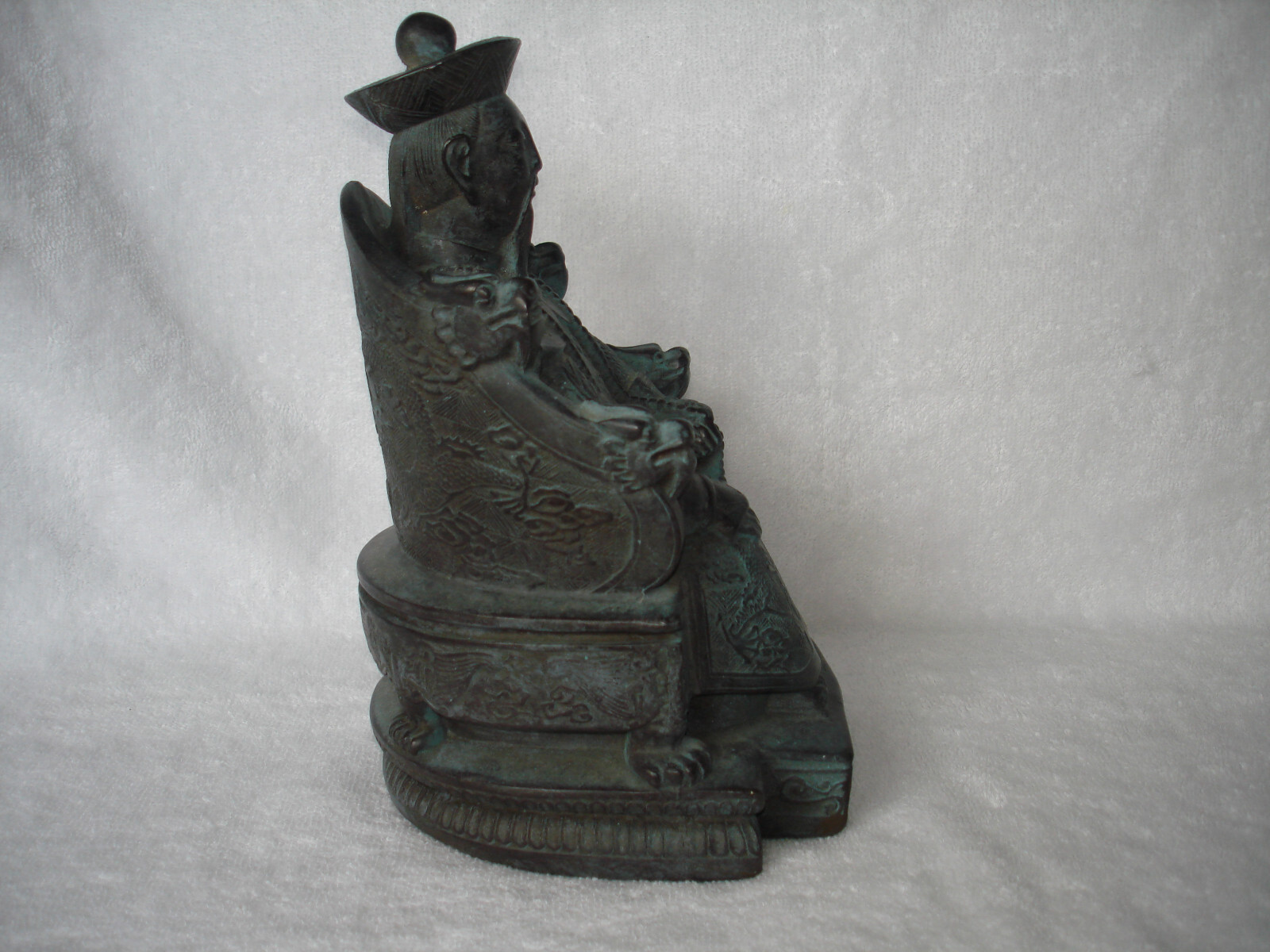 Chinese Terracotta Emperor Ming Dynasty Green Handcarved Seated Chair ...