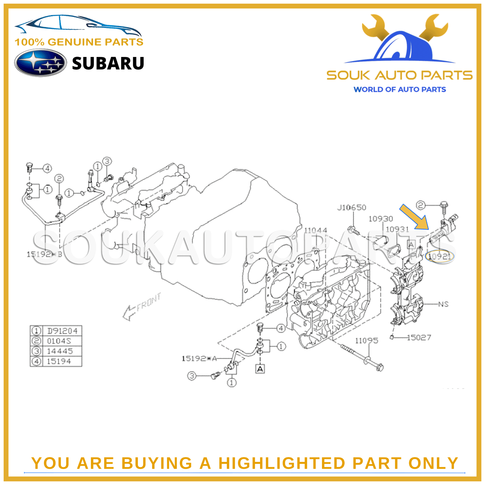 10921-AA002 Genuine Subaru OIL CONTROL VALVE ASSY 10921AA002 OEM | eBay