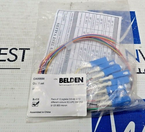 BELDEN CA00556 12 PIGTAILS 0.6mtr 12 COLORS SC/UPC SM/OS2 9/125 900 ...