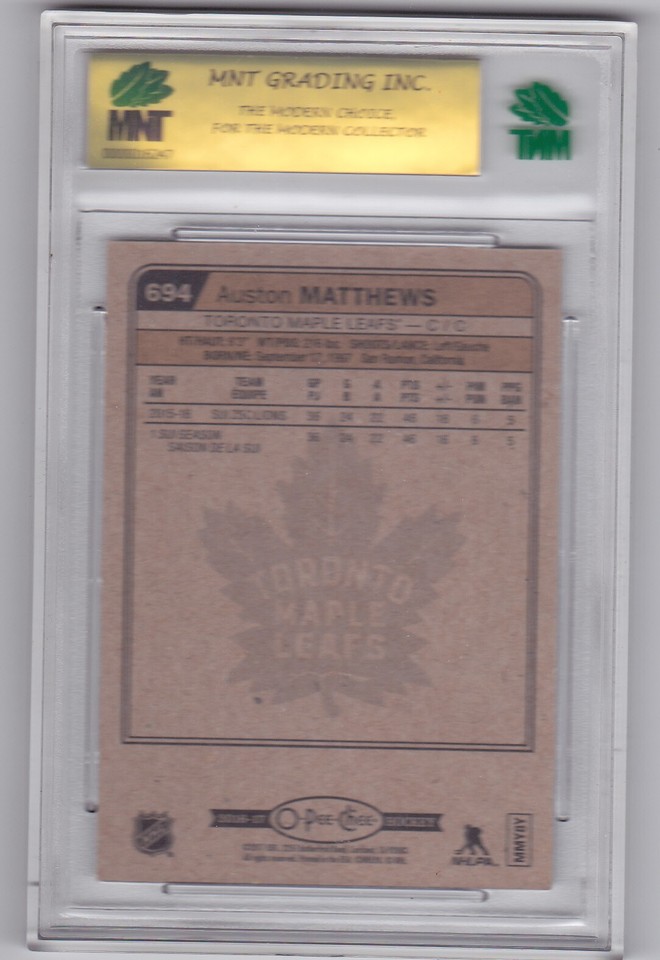 2016/17 OPC..AUSTON MATTHEWS..MARQUEE ROOKIES..MNT 9.0..RC..# 694 ...