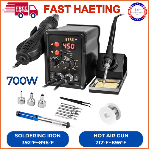 2in1 Hot Air Rework Soldering Iron Station Kit,Precision Circuit Board ...
