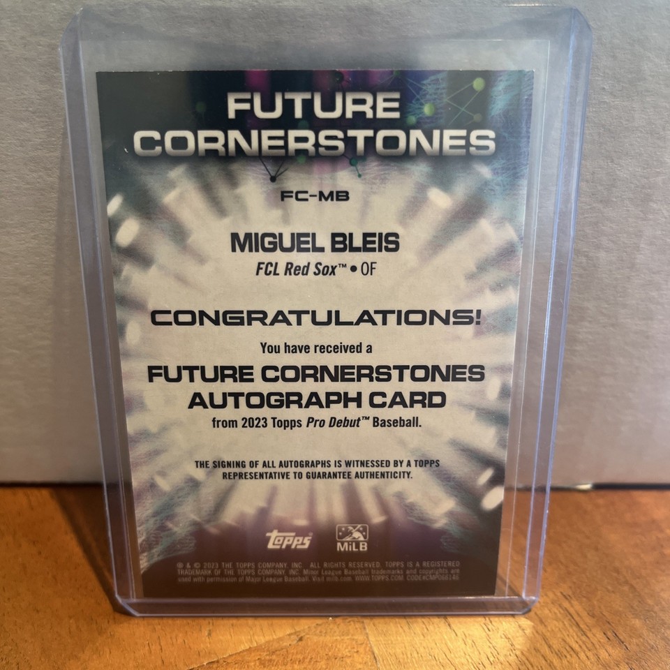 Miguel Bleis 2023 Topps Pro Debut Auto Rookie Serial # 45/50 Boston Red ...