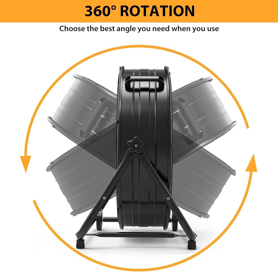 24" Industrial Tilt Drum Fan Heavy Duty Metal 3 Speed 360° Adjustable ...