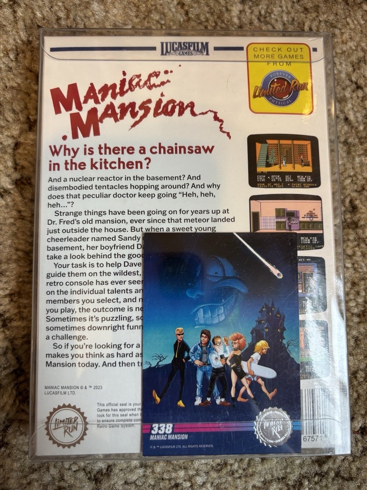 Maniac Mansion NES Nintendo New Sealed Limited Run Games LRG with Card ...