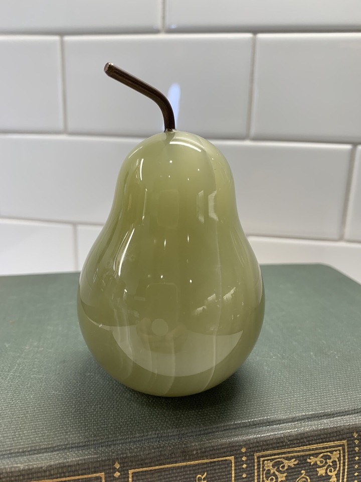 Marble Green Pear W/ Copper Stem ~ Fruit Figurine Paperweight | eBay