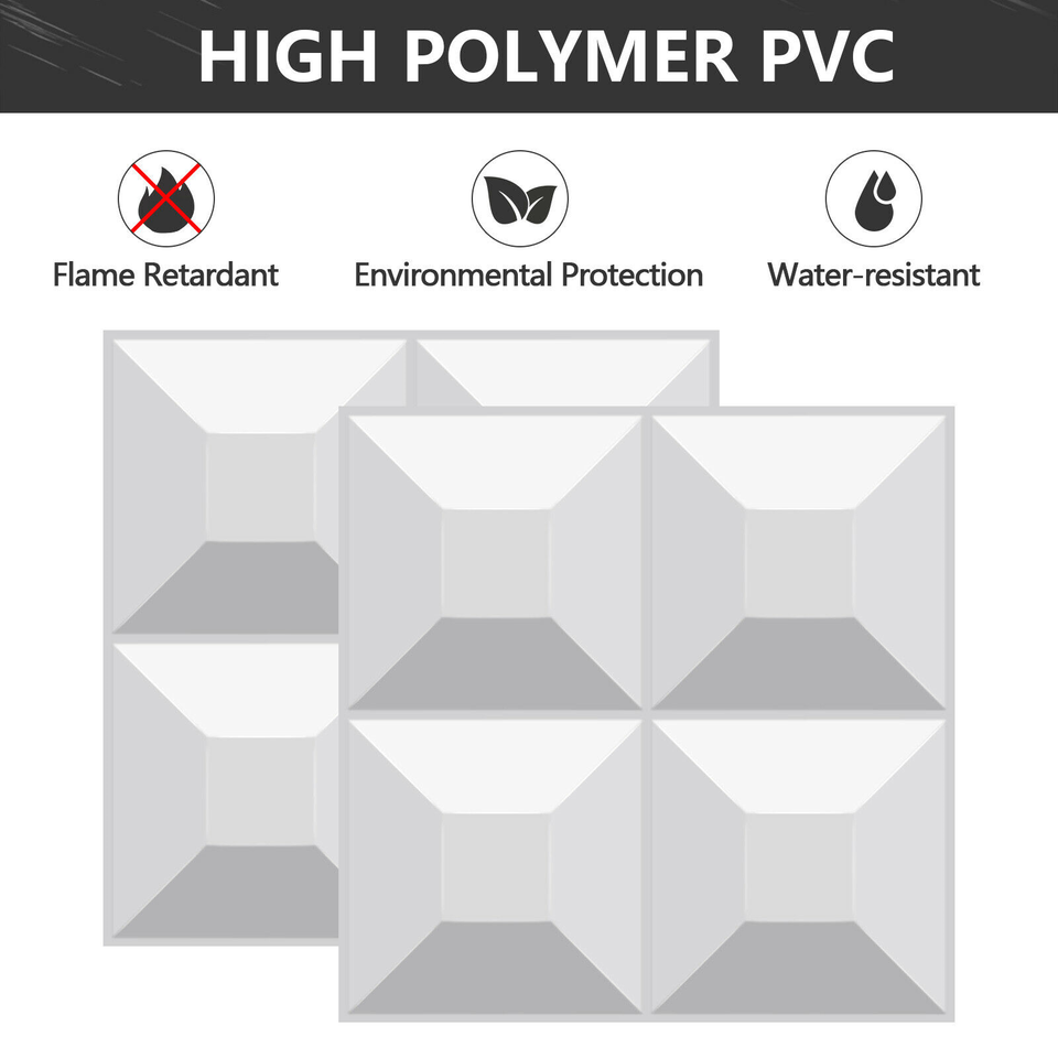 12 Tiles 3D Wall Panels PVC Tiles Textured Bricks Art Design DIY ...