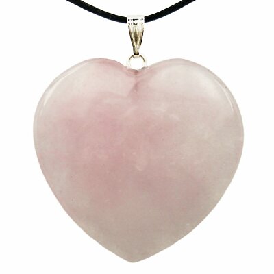 (1) Rose Quartz Crystal Heart Pendant with Description Card - Healing ...
