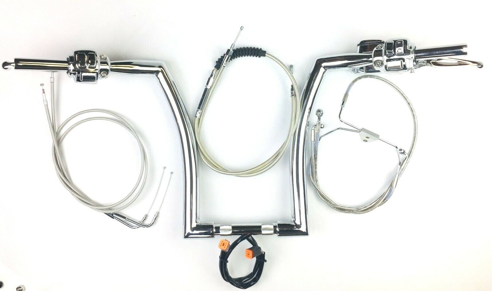 16 X 1 5 Plug N Play Ape Hanger Chrome Handlebar Kit 02 06 Harley