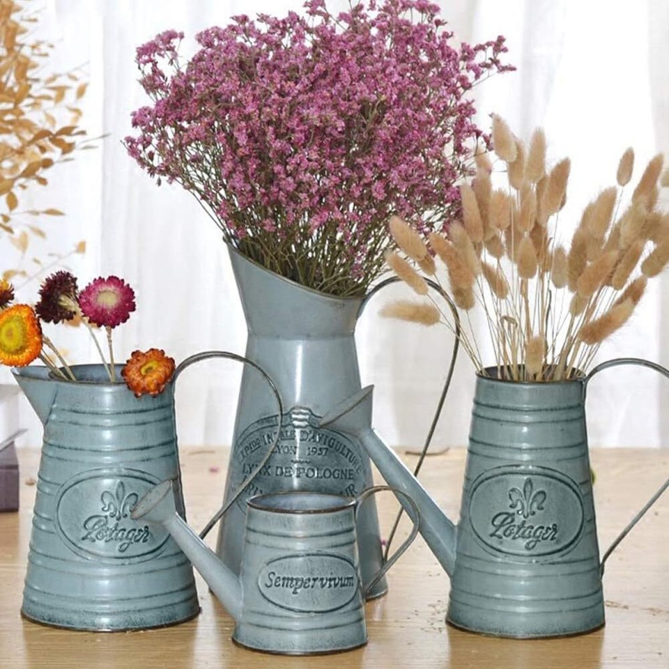 French Pitcher Vase Vintage Pitcher Vase Metal Farmhouse Pitcher Vase ...