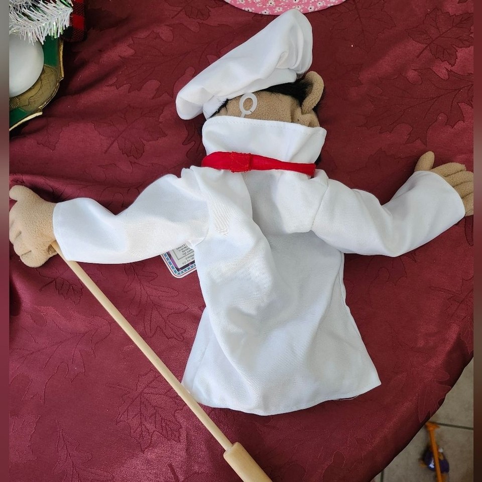 Melissa & Doug Chef Man "Al Dente" Soft Plush Puppet Mustache Hat Smile ...