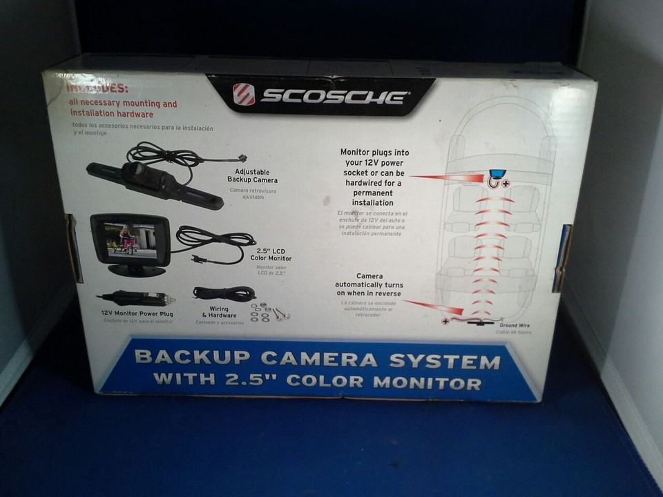 SCOSCHE BACKUP CAMERA SYSTEM 2.5" COLOR MONITOR 2.4 GHZ WIRELESS NEW ...