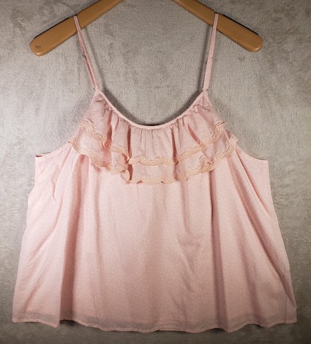 Banana Republic Tank Top Womens Size Large Pink Spaghetti Strap Ruffle ...