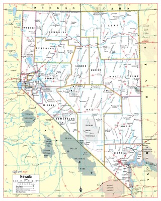 Nevada State Wall Map Large Print Poster - 24"Wx30"H | eBay