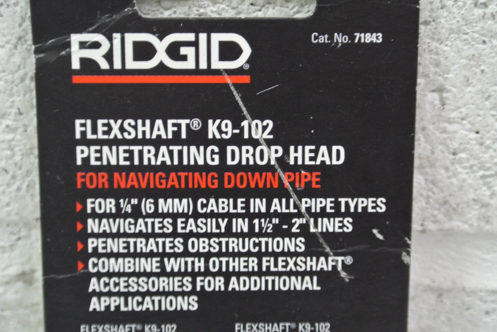 Ridgid 71843 Flexshaft K9-102 Penetrating Drop Head Replacement