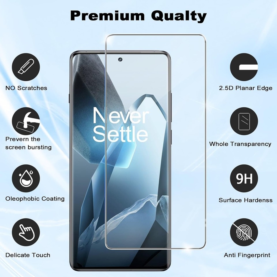 2Pack Oneplus 12/12R/13/13R Tempered Glass Screen Protector 9H Anti ...