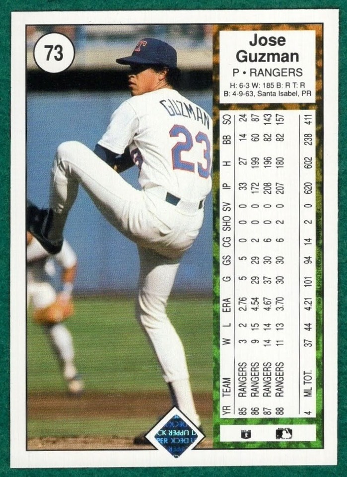 Jose Guzman - 1989 Upper Deck #73 - Texas Rangers Baseball Card | eBay