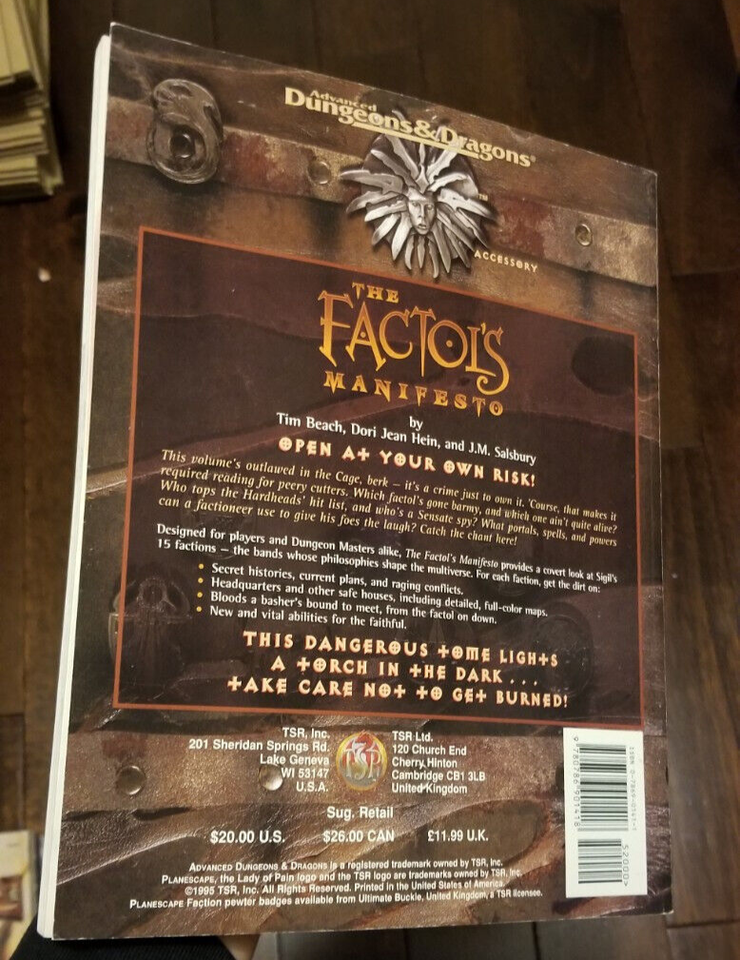 AD&D PLANESCAPE THE FACTOL'S MANIFESTO TSR 1995 | eBay