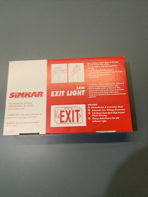 Exit Light With Battery Back up Red LED Simkar Corp Dlr2rw for sale ...