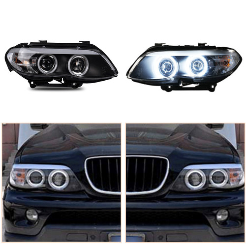 HID Headlights Assembly For BMW X5 E53 2004-2006 LED DRL Replace ...