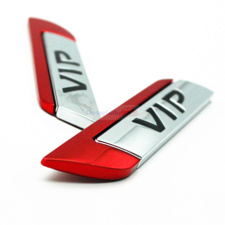 2pcs Red VIP Metal Chrome Emblem Badge Side Trunk Rear Sticker Fit ...