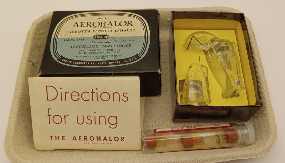 Vintage Abbott Aerohalor Powder Cartridges Inhaler w/Box, Directions ...