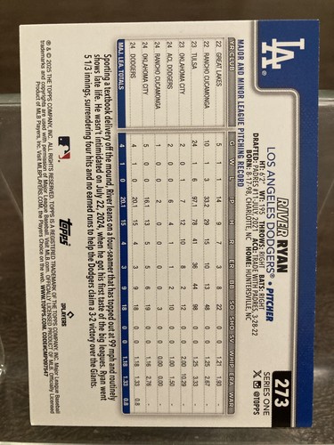 2025 Topps Series 1 River Ryan 5-Card Lot Rookie RC #273 Dodgers | eBay