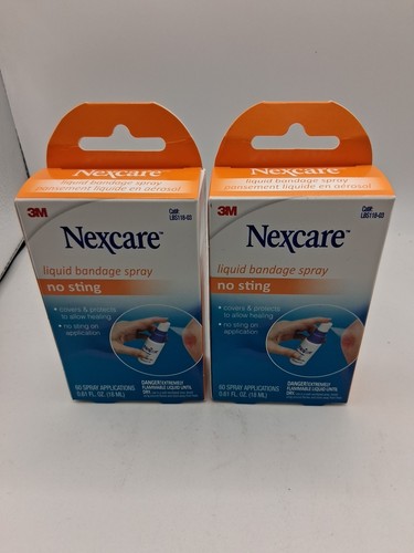 2x 3M Nextcare No Sting Liquid Bandage Spray 60 Applications Exp: 11/27 ...