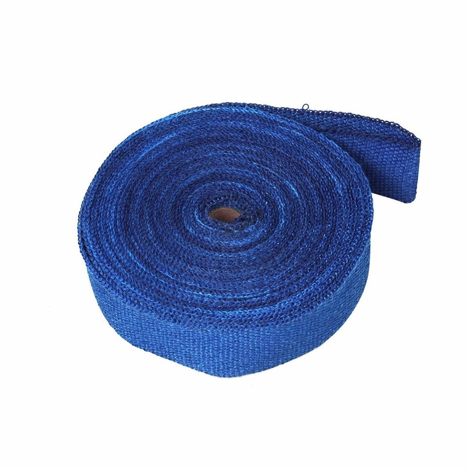2" x 50FT Roll Blue Exhaust Wrap Manifold Header Pipe Heat Wrap Tape+10 ...