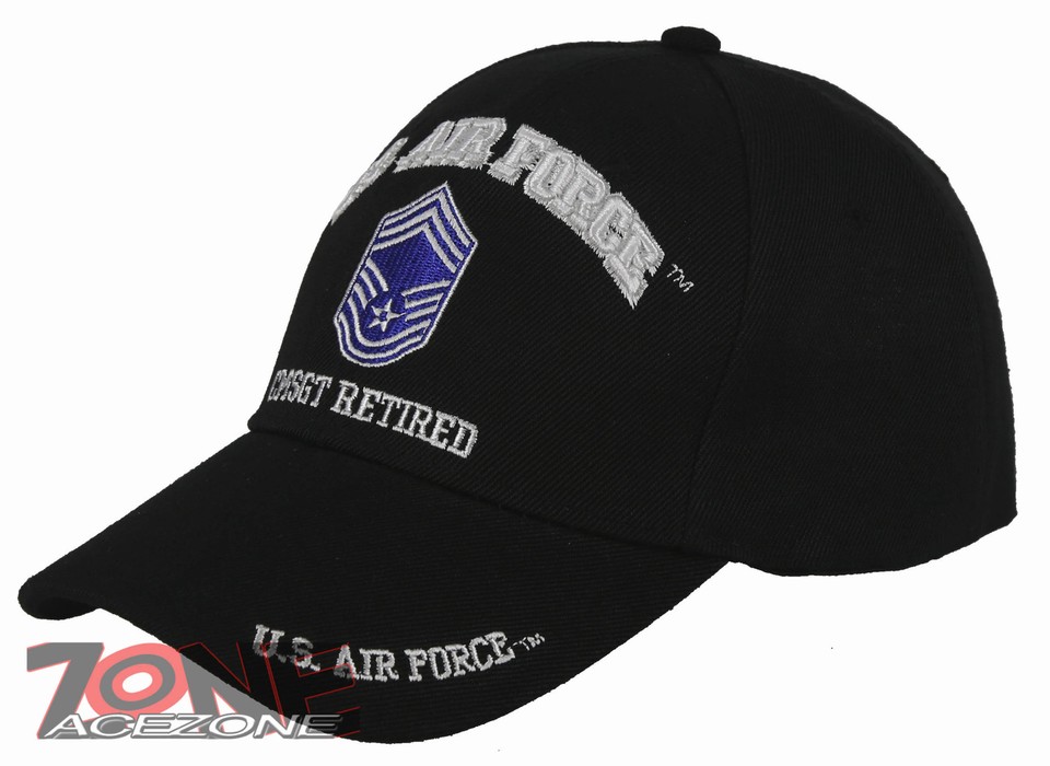 NEW! US AIR FORCE USAF CMSGT RETIRED BALL CAP HAT BLACK | eBay
