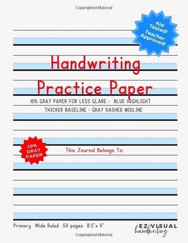 Handwriting Practice Paper: Blue Hi..., EZ Visual Handw 1705365205 ...