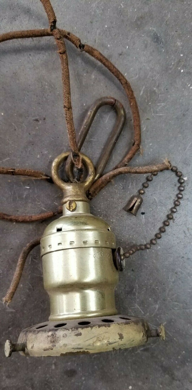 Vintage GE Brass Pull Chain Switch Lamp Light Socket with Shade Holder ...