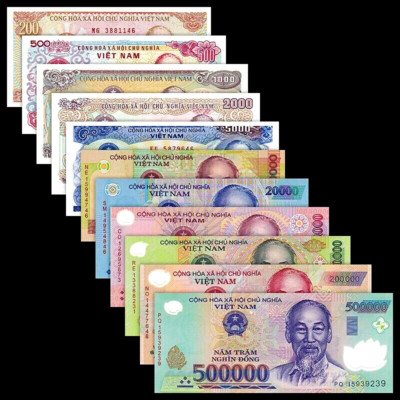 Vietnam Dong Set Of 11 Unc Notes - 200 Dong to 500,000 Dong Foreign ...