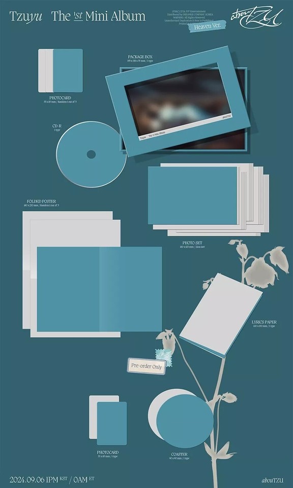 TWICE TZUYU [ABOUTZU] 1st Mini Album HEAVEN Ver/CD+Poster+24 Photo+Card ...