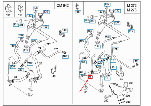 NEW MERCEDES-BENZ S W221 RADIATOR WATER HOSE A2215014682 NO DUTY TO 🇺🇸 ...