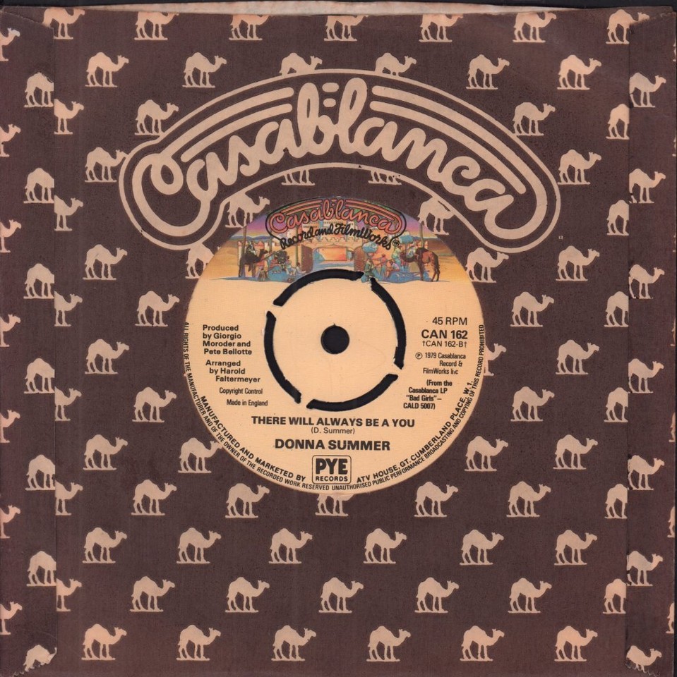 Donna Summer Dim All the Lights 7" vinyl UK Casablanca 1979 4 prong ...