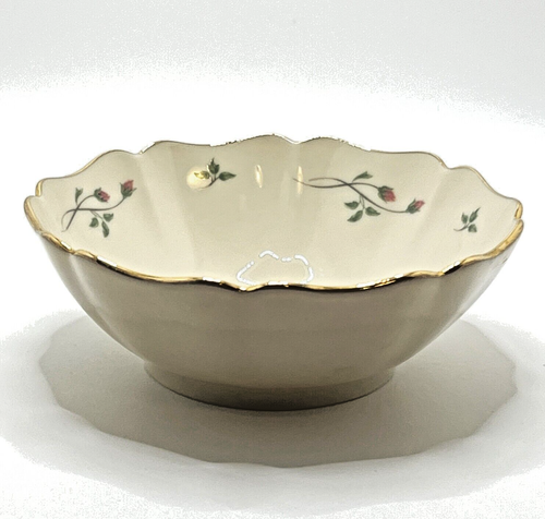 Lenox Rose Manor Small Bowl Pink Roses Gold Trim Scalloped Trinket Dish ...