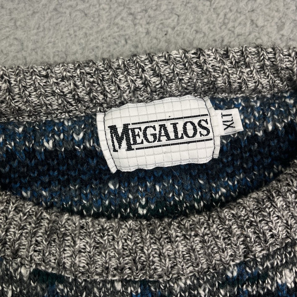 Vintage Megalos abstract Chunky Heavy Knit Sweater Sweatshirt Size XLT ...