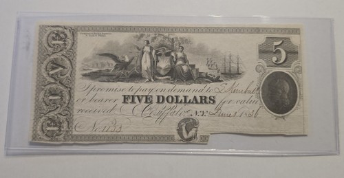 Buffalo NY Benjamin Rathbun 1836 $5 Obsolete Rare | eBay