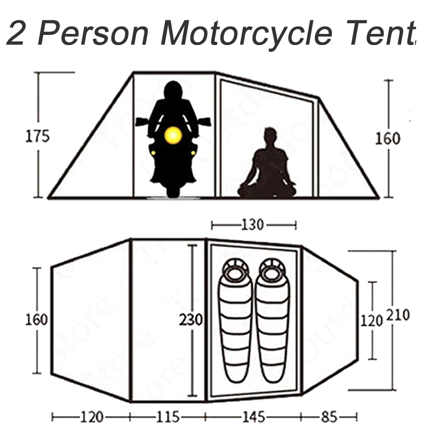 Motorcycle 2 Person Mototent Expedition Touring Tunnel ABR Tent 40D ...