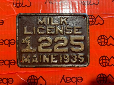 LICENSE PLATE LOT original Maine milk plate 1935 # 1225 | eBay
