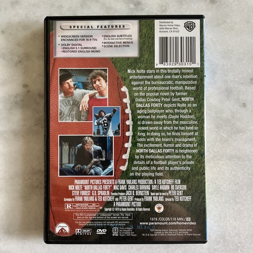 North Dallas Forty (DVD, 1979) Football Nick Nolte, Peter Gent, NFL ...